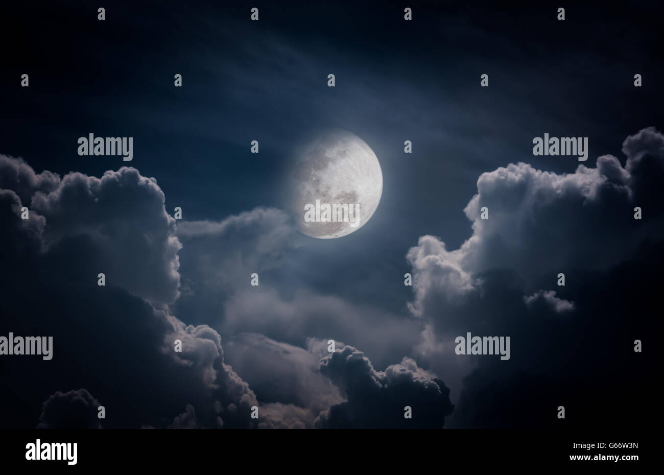 Attractive photo of a nighttime sky with clouds, bright full moon would ...