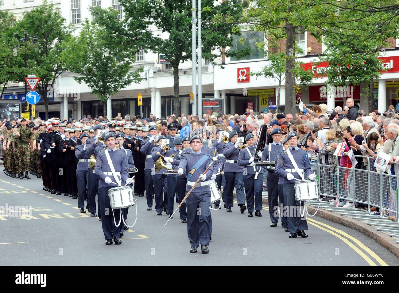 Members of the Armed Forces parade through the city centre during Armed ...