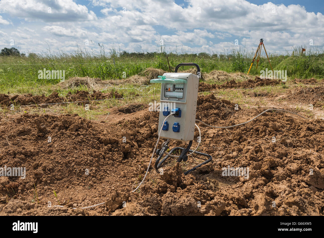 Electric distribution board on the construction site Stock Photo - Alamy