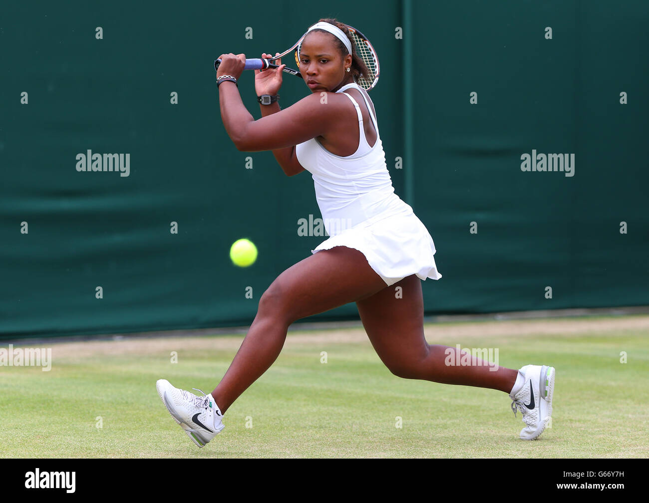 USA's Taylor Townsend in action against Eygpt's Sandra Samir during day ...