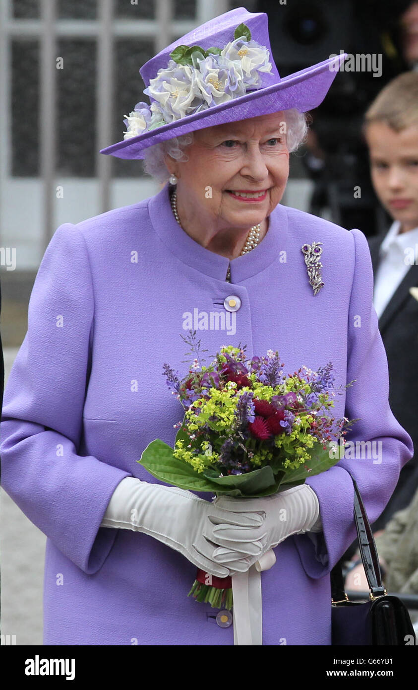 Queen Elizabeth II during a visit to the John Buchan Museum in Peebles ...