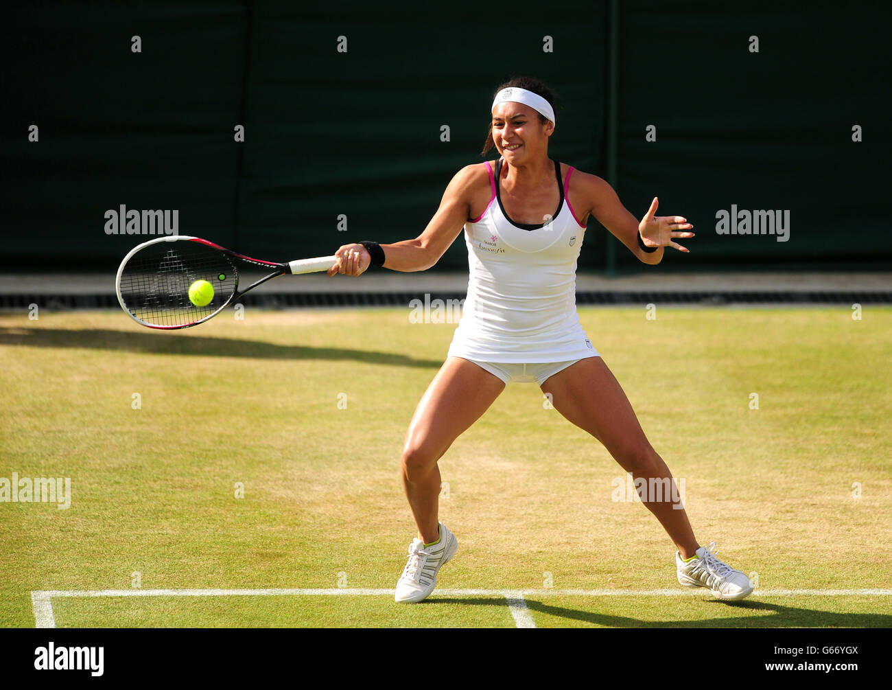 Great Britain's Heather Watson in action during the match with her ...