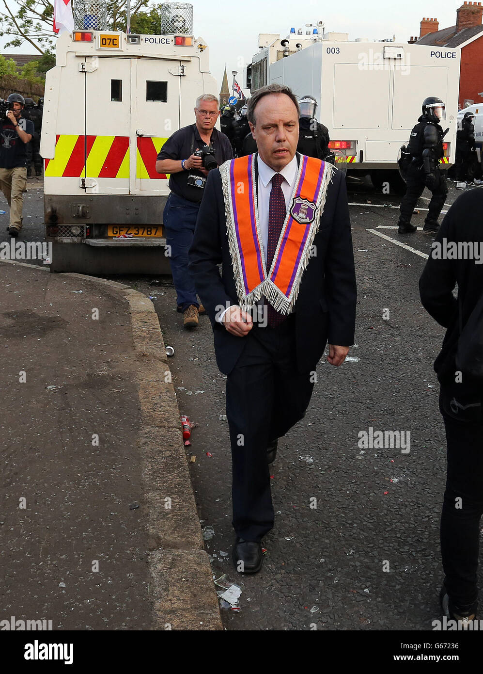 Democratic Unionist Party MP Nigel Dodds, prior to being injured after ...
