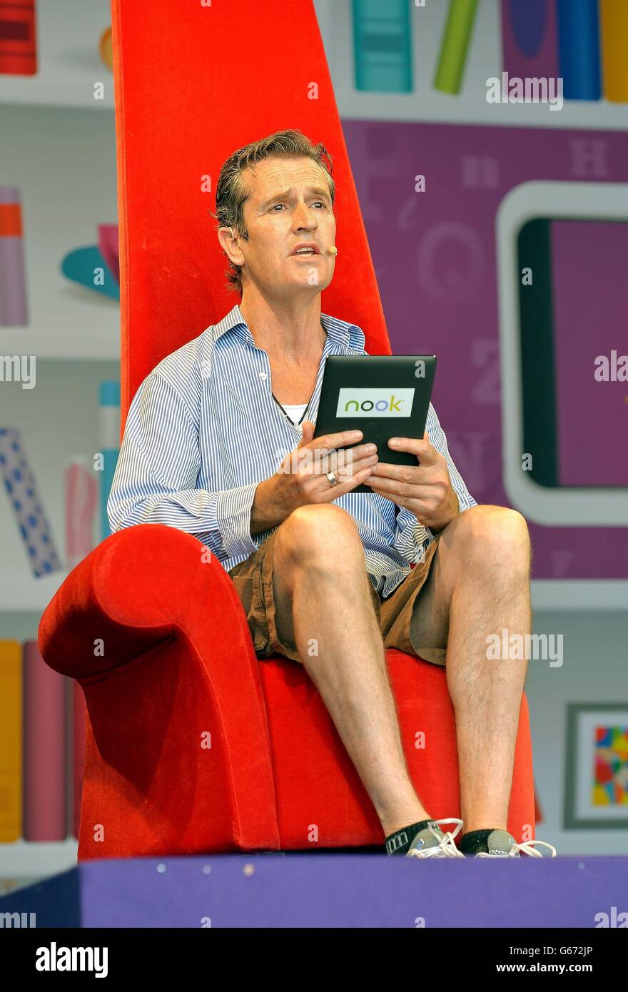 British Actor Rupert Everett reads from a book by Oscar Wilde, on the ...