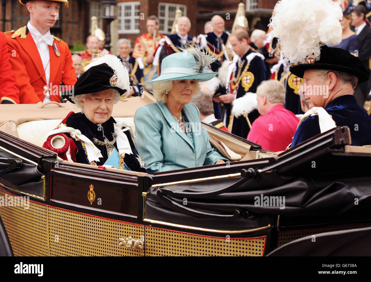 Queen Elizabeth II and the Duchess of Cornwall with the Prince of Wales ...