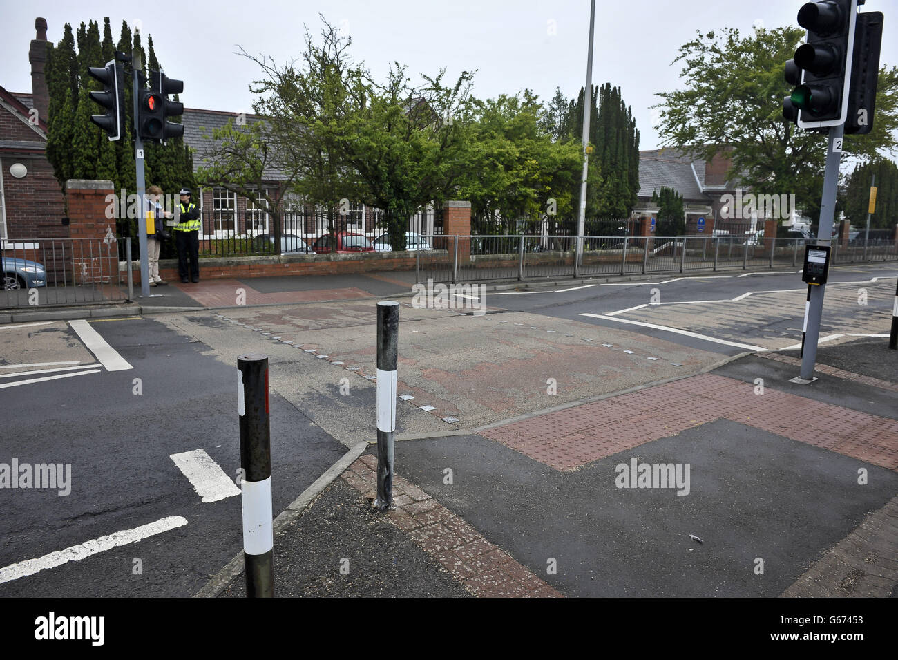 A general view of the pedestrian crossing outside Rhoose Primary School ...
