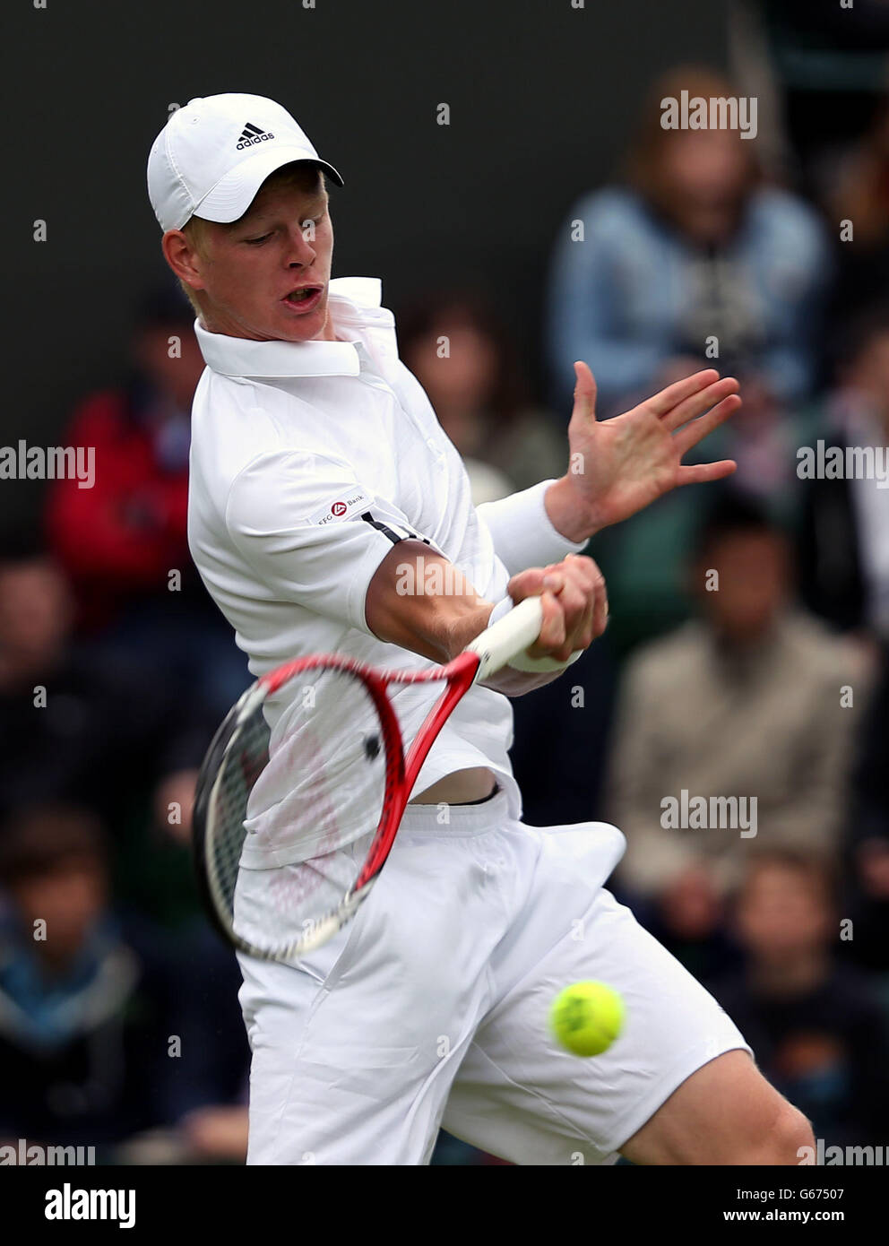 Great Britain's Kyle Edmund in action against Poland's Jerzy Janowicz ...