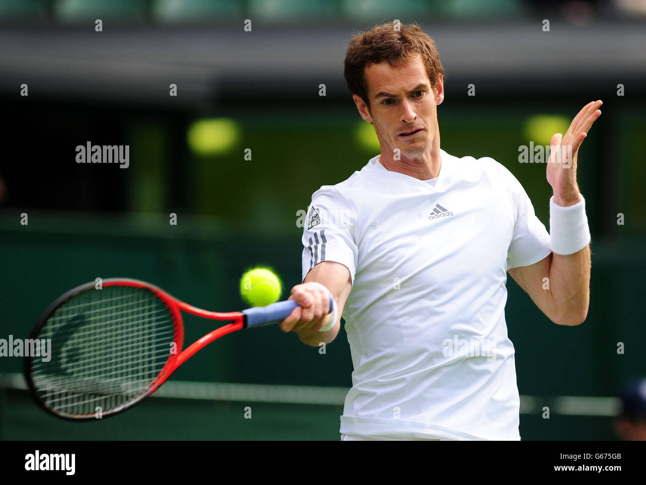 Great Britain's Andy Murray in action against Germany's Benjamin Becker ...