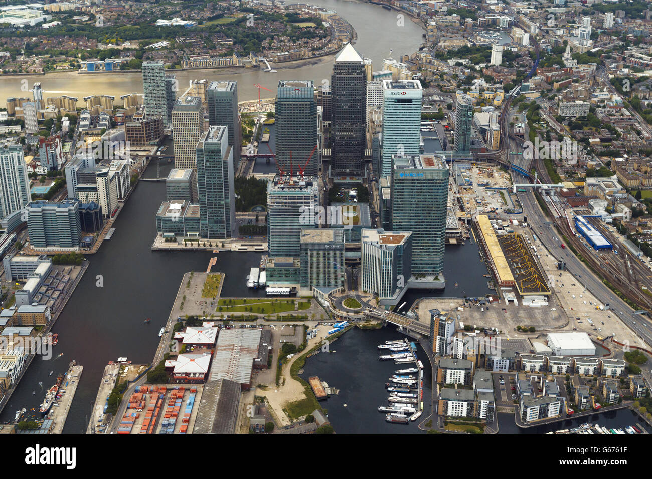 London Aerial Views - Stock. An aerial view of Canary Wharf in London ...