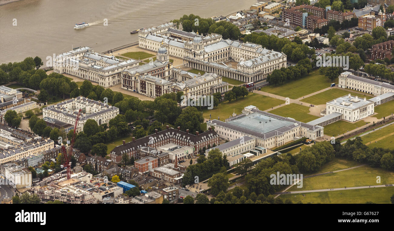 An aerial view of The Old Royal Naval College and National Maritime ...