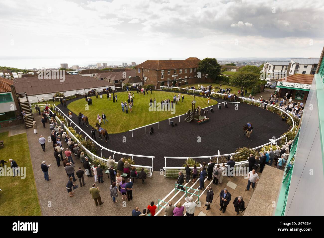 A general view parade ring winners enclosure brighton racecourse hi-res ...