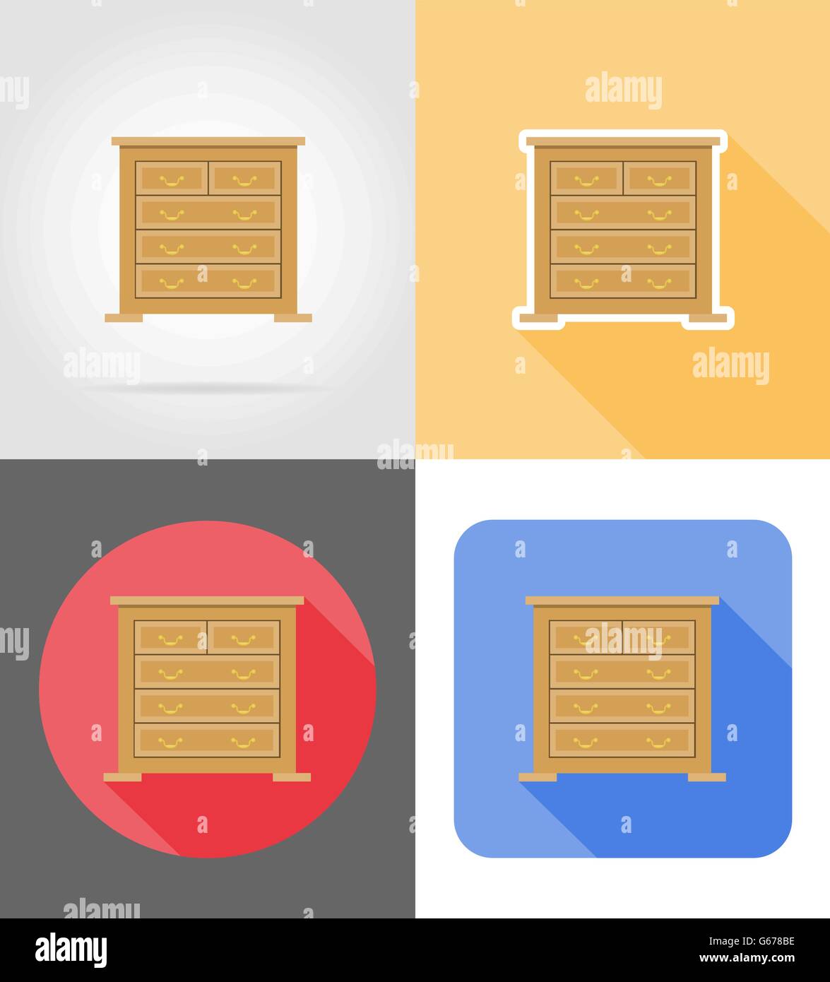 commode furniture set flat icons vector illustration isolated on white ...