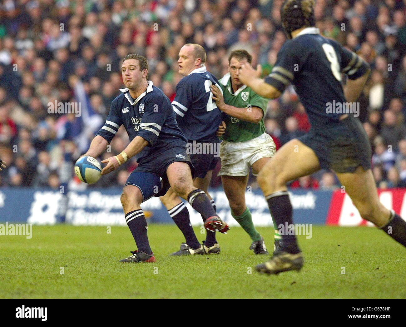 Scotland's Brendan Laney gets moving against Ireland at Murrayfield in ...