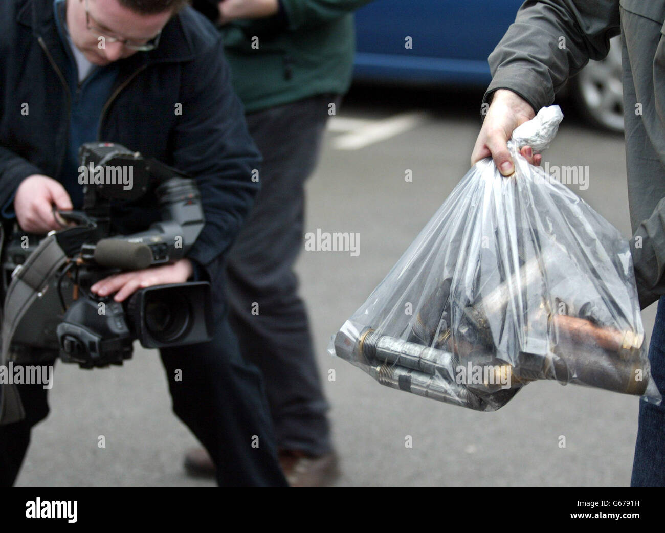 Pipe bombs displayed in Belfast Stock Photo - Alamy