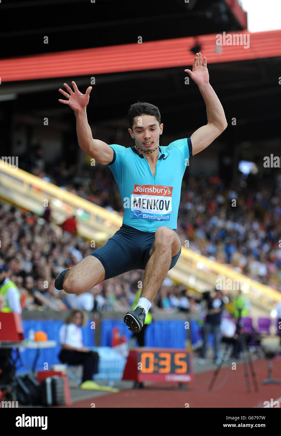 Aleksandr Menkov of Russia in action in the Men's Long Jump during the ...