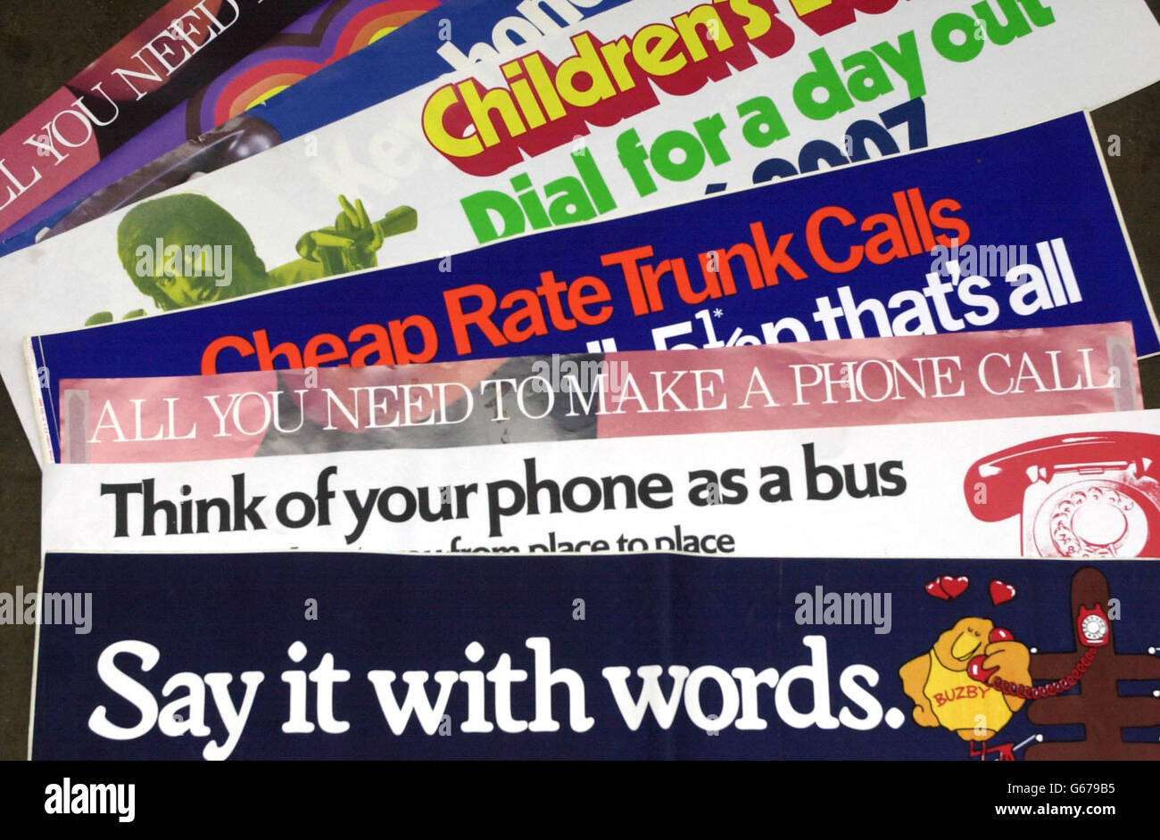 A selection of posters from past BT advertising campaigns, pictured ...