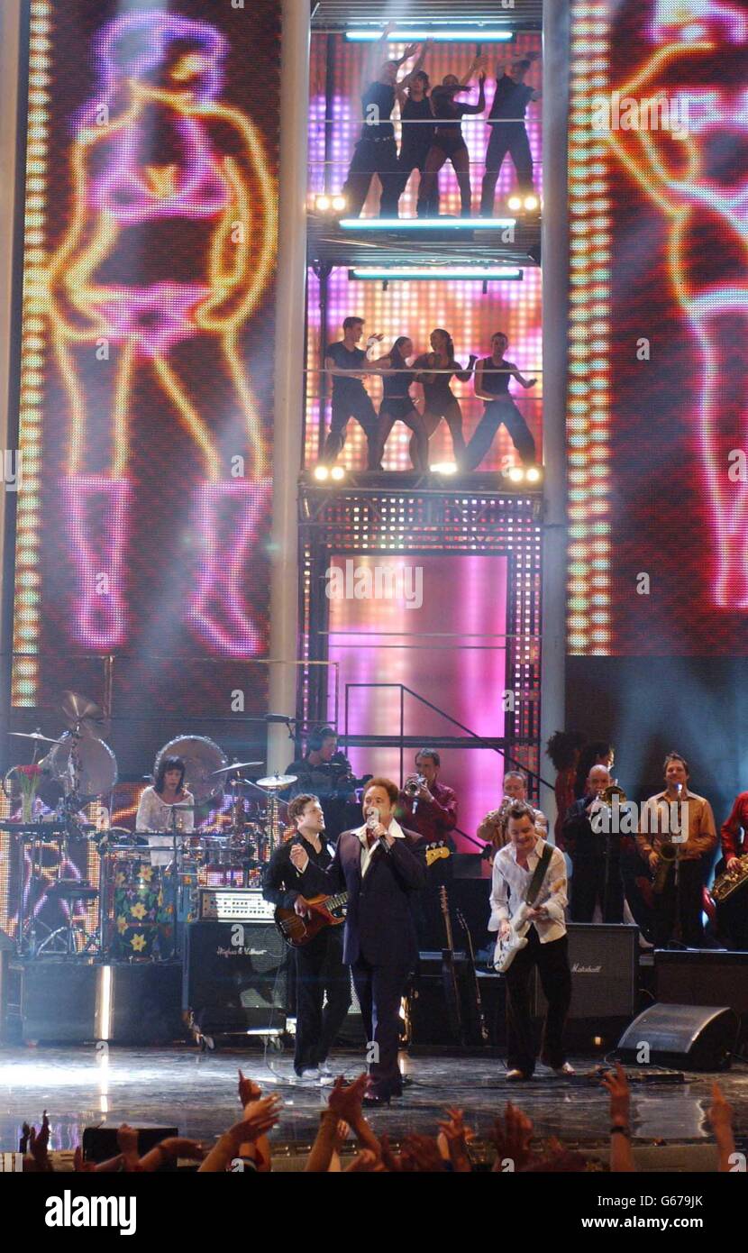 Singer Tom Jones on stage during The Brit Awards 2003 at Earls Court 2 ...