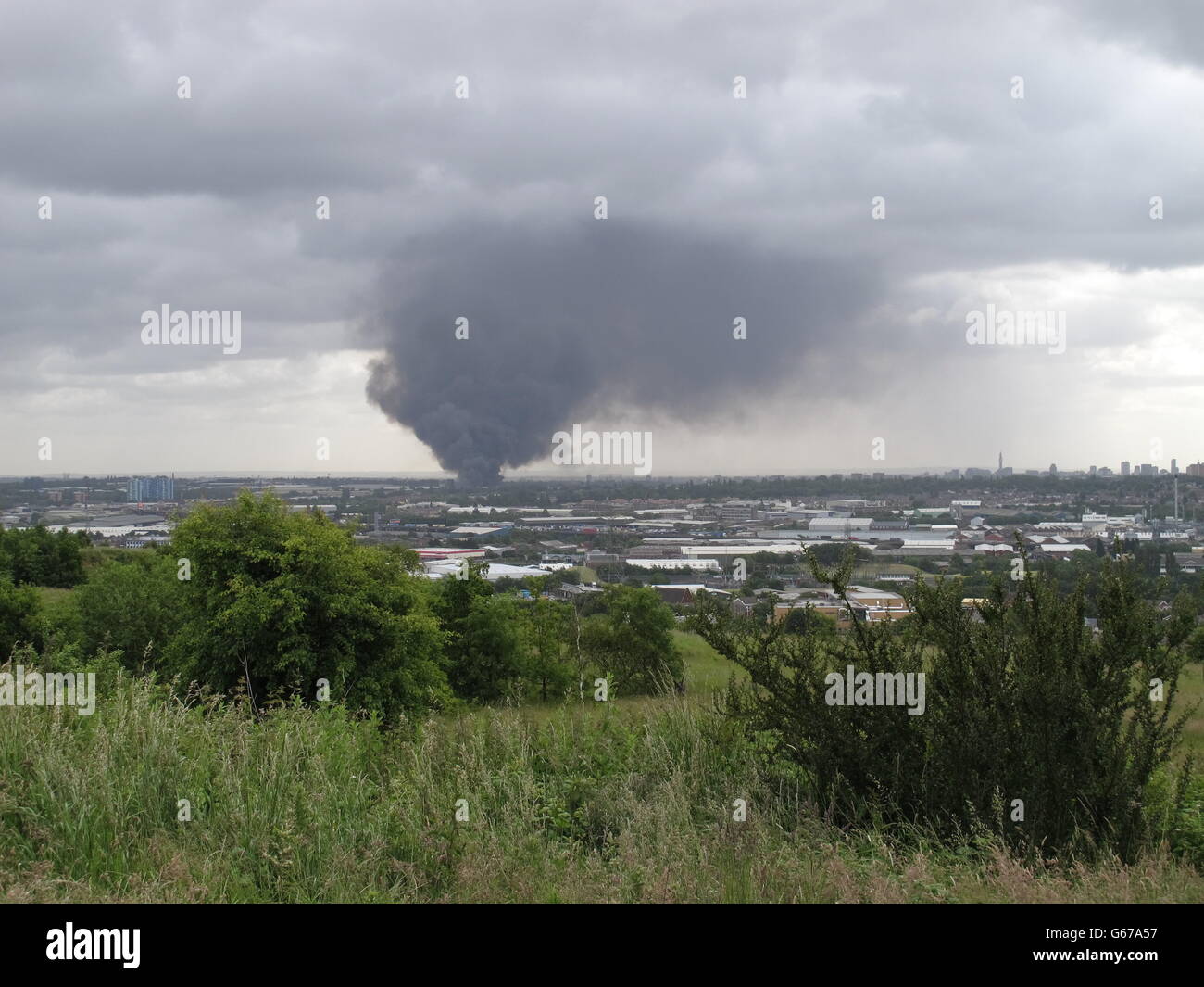 A view from the Tividale area of the West Midlands, of rising smoke ...