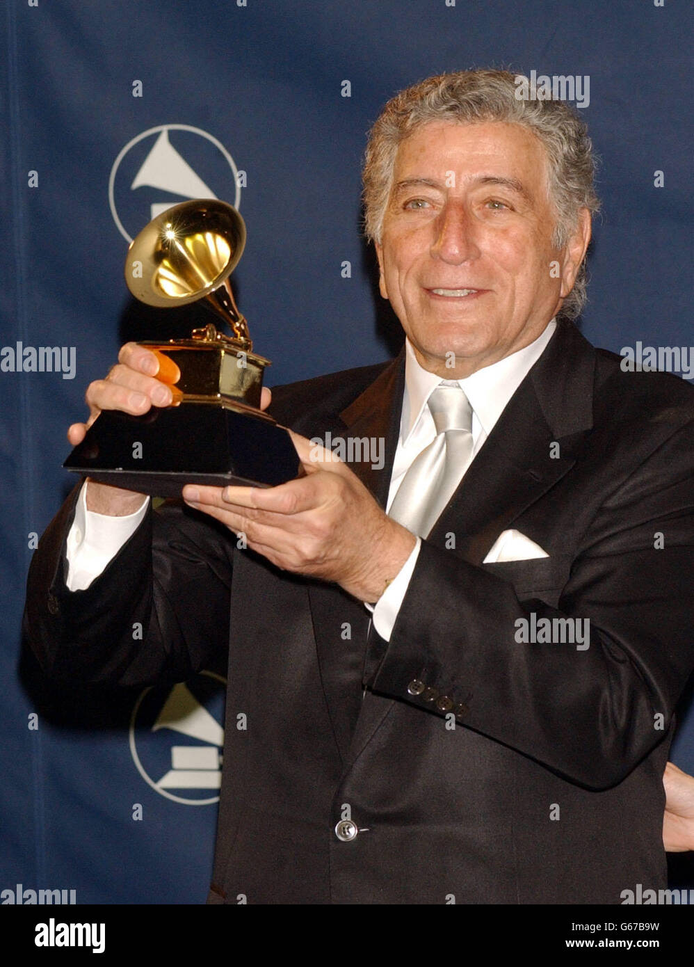 Singer Tony Bennett with the Best Traditional Pop Vocal Album award at ...