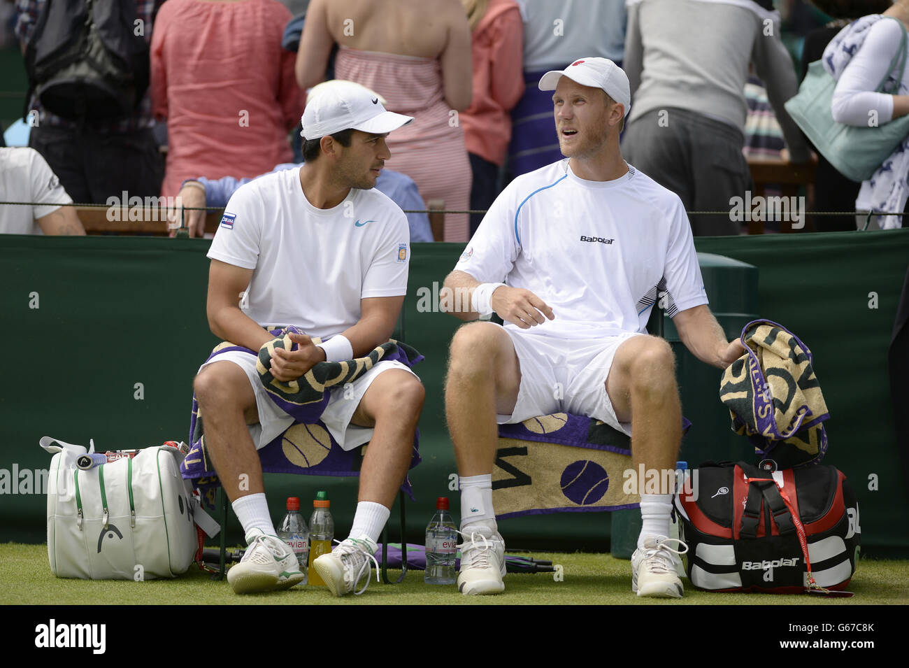 Austria's Jurgen Melzer (left) and USA's James Blake during a doubles ...