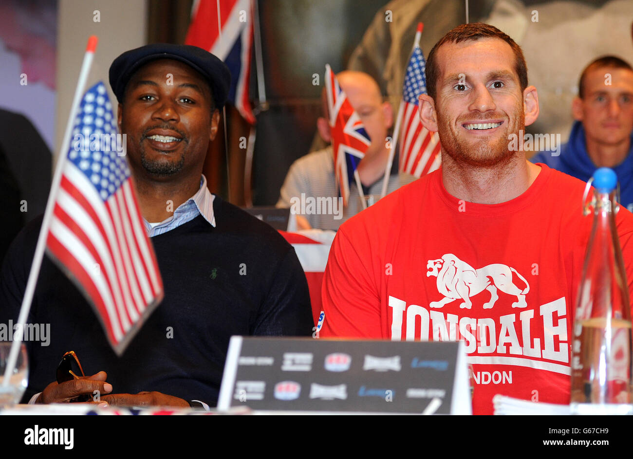 David Price (right) with Lennox Lewis (left) during the Press ...