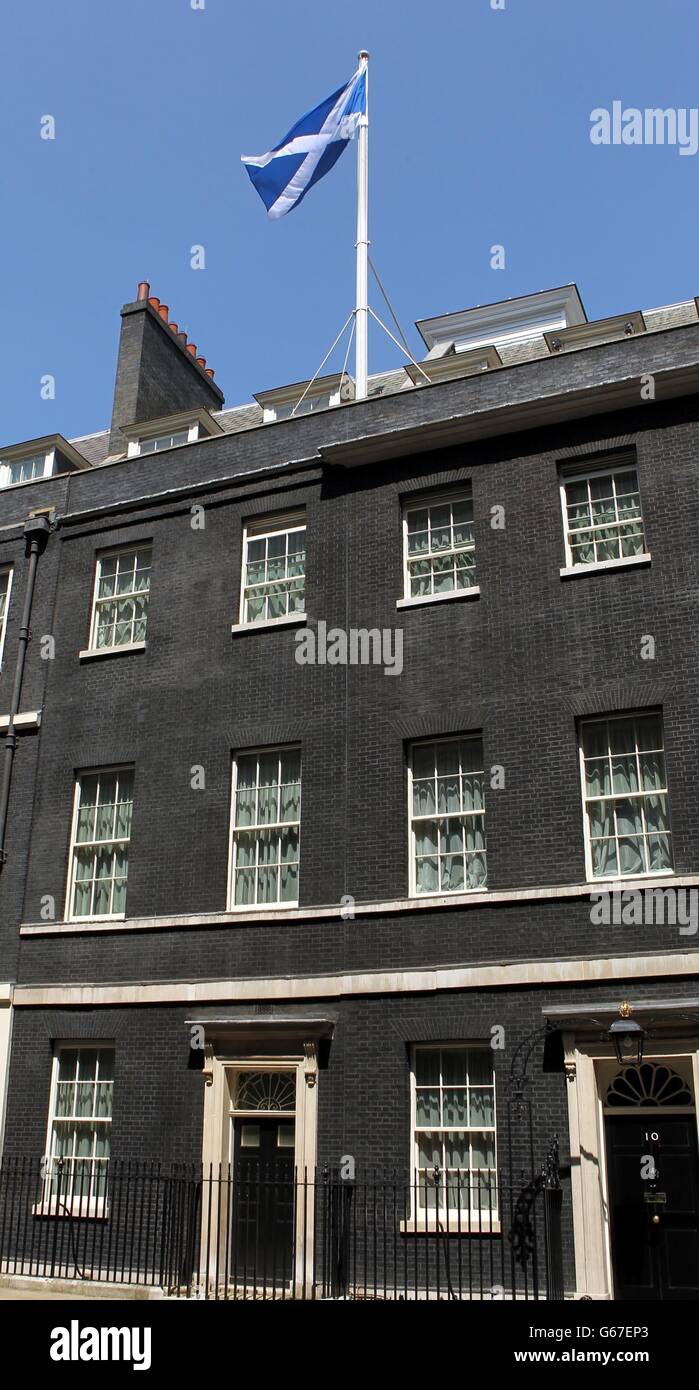 Downing Street flying the Scottish Saltire to mark the occasion of Andy ...
