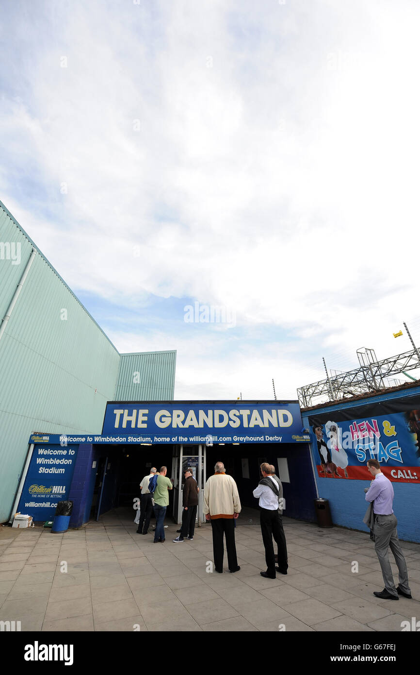 The grandstand entrance at wimbledon greyhound stadium hi-res stock ...