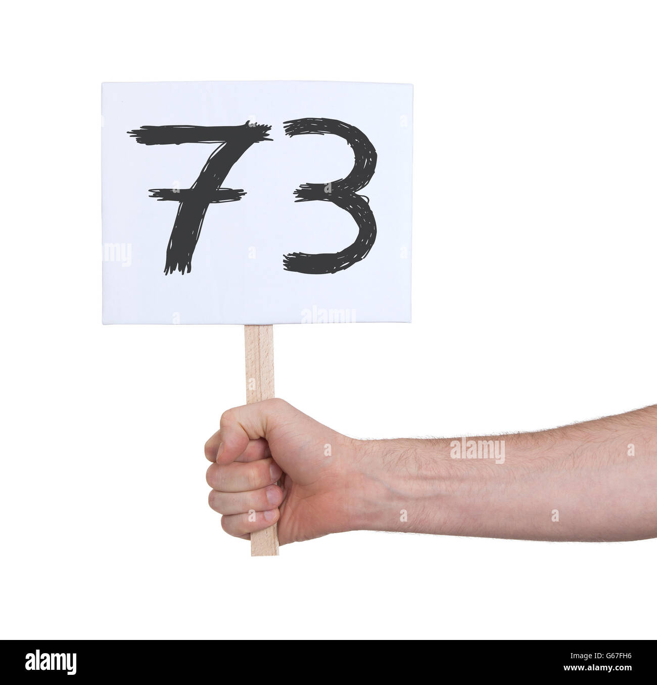Sign with a number, isolated on white - 73 Stock Photo - Alamy