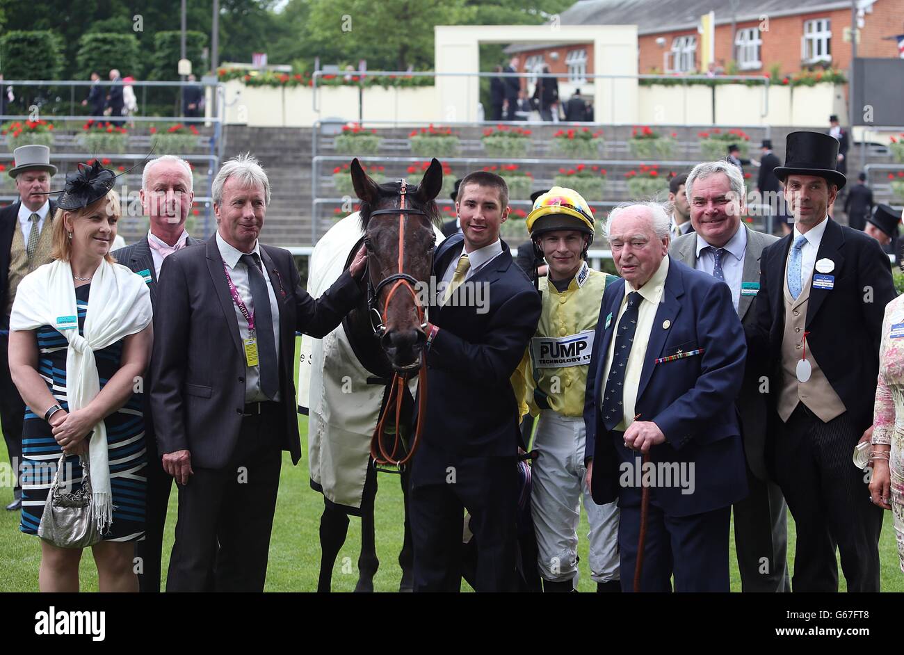 Jockey Richard Kingscote and connections celebrate winning the ...