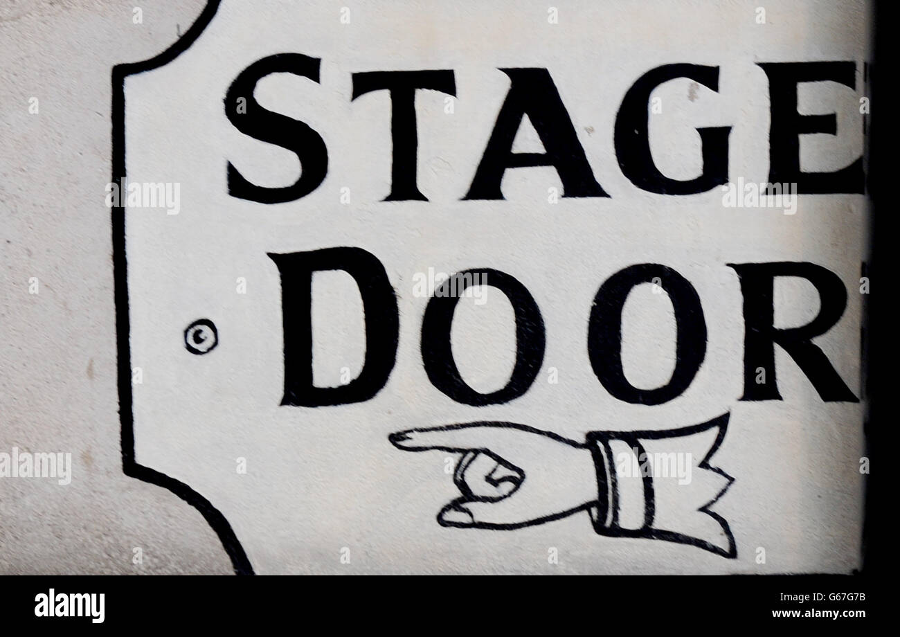 A general view of the stage door sign at Her Majesty's Theatre, in ...