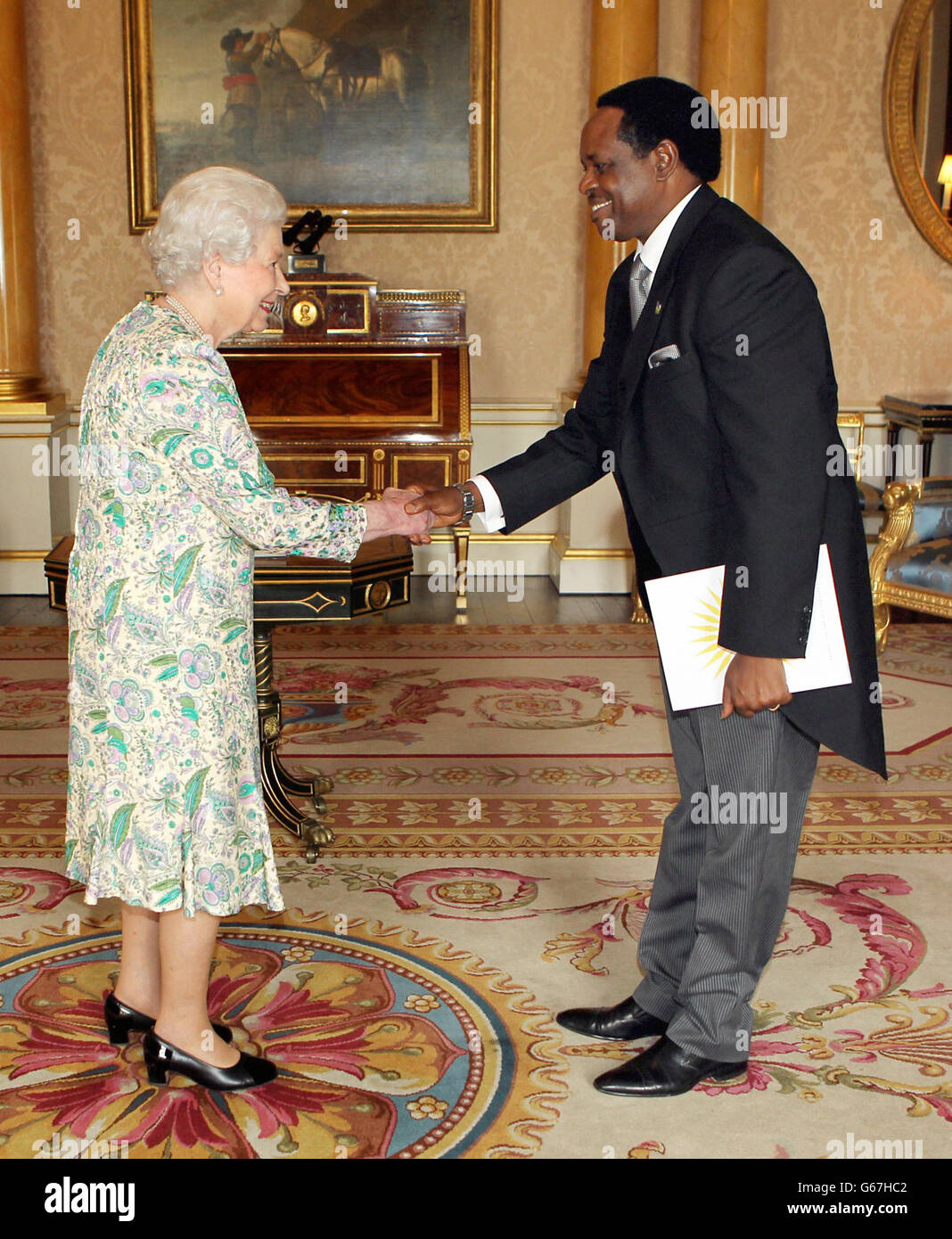 Queen Elizabeth II receiving the credentials of the Ambassador of the ...