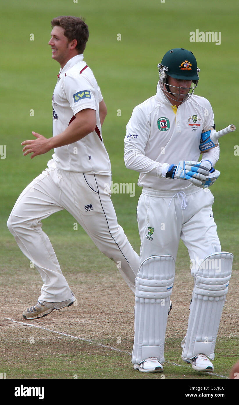 Australia's Michael Clarke shows his dejection after he was out for 45 ...