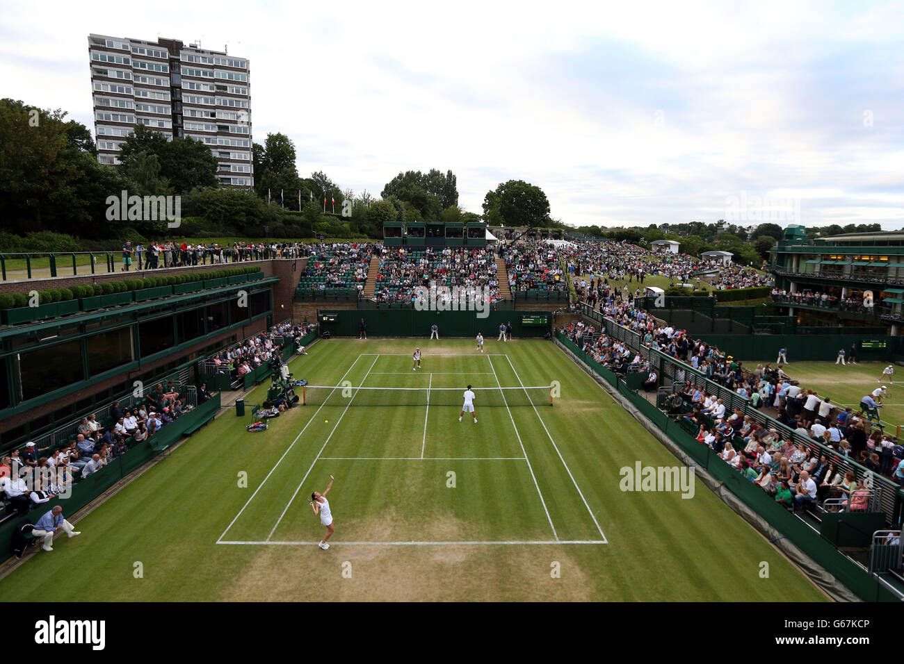 General view of Great Britain's Jamie Delgado and Tara Moore in action ...