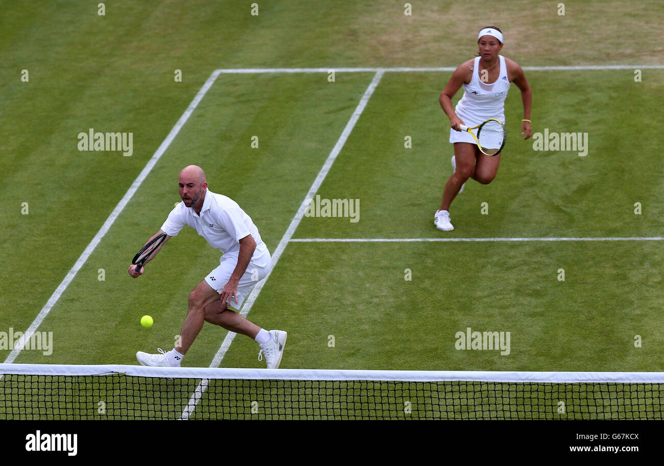 General view of Great Britain's Jamie Delgado and Tara Moore in action ...