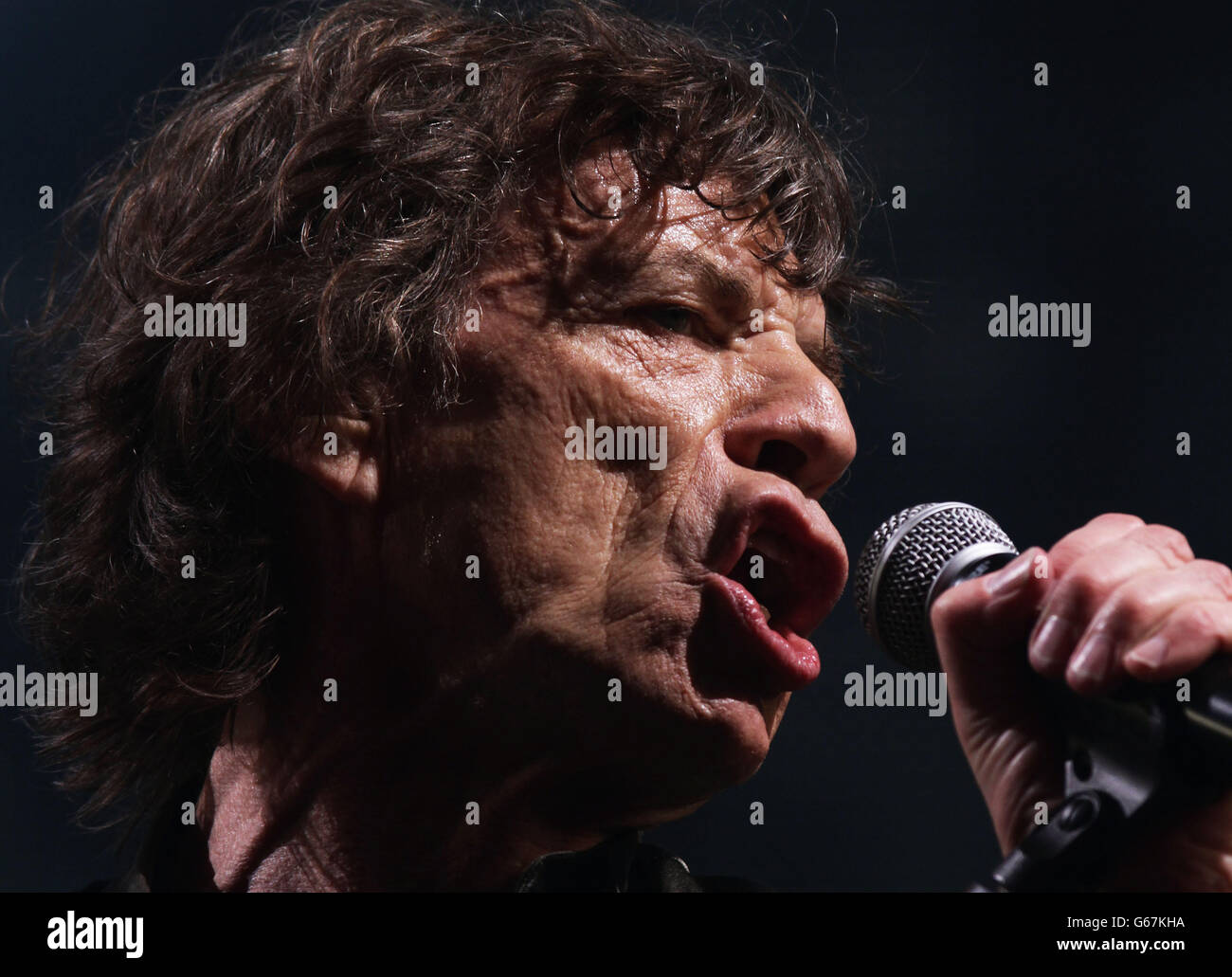 Mick Jagger from the Rolling Stones performs on the Pyramid Stage ...