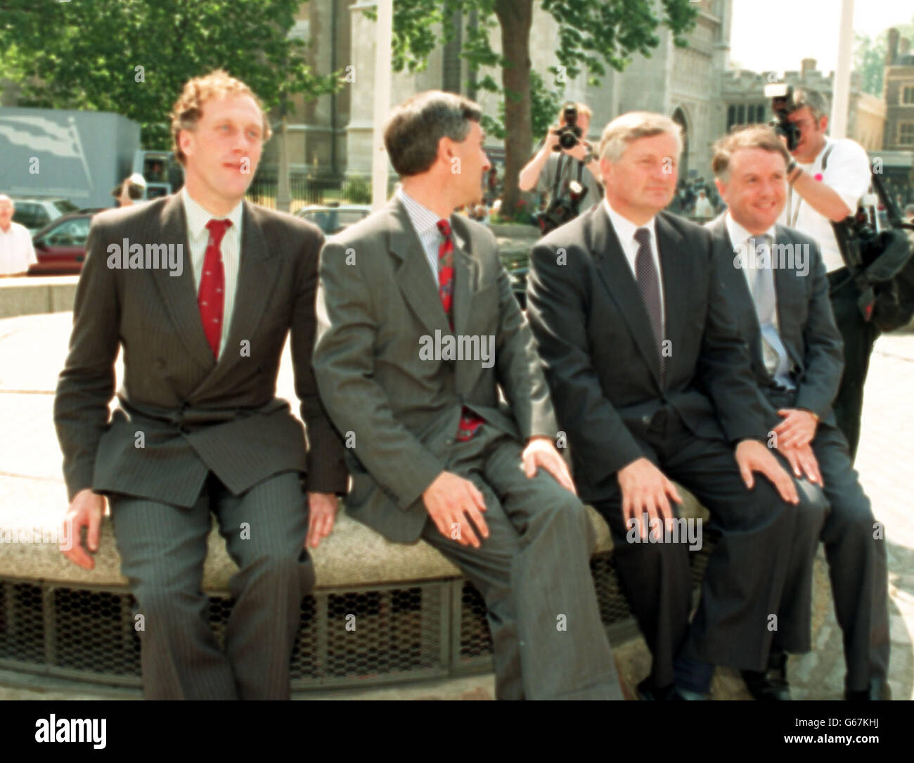 Tory leadership contender John Redwood (2nd left) is joined by his ...