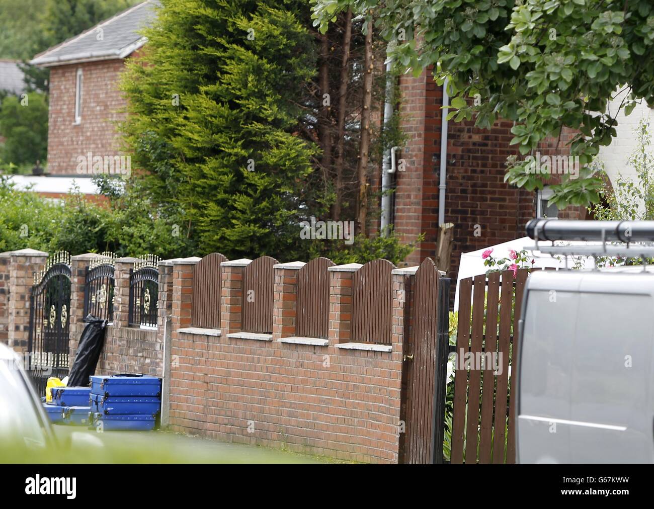 Police at the scene after the body of Linzi Ashton, 25, was discovered ...