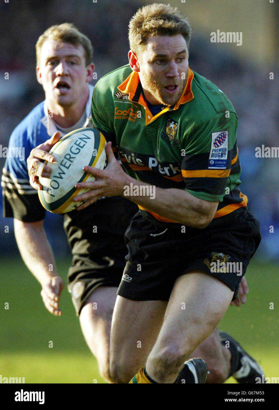 Peter Jorgensen in action for Northampton Saints during Saints 30-29 ...
