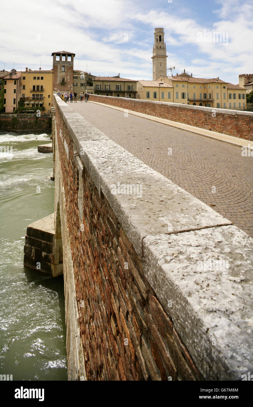 The 100AD Roman Ponte Pietra, once known as the Pons Marmoreus, across ...