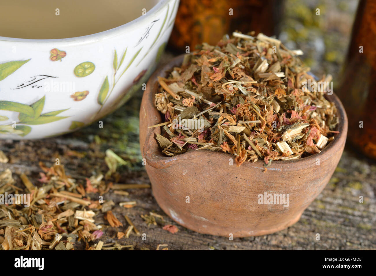 A cup of centaury tea / (Centaurium erythraea Stock Photo - Alamy