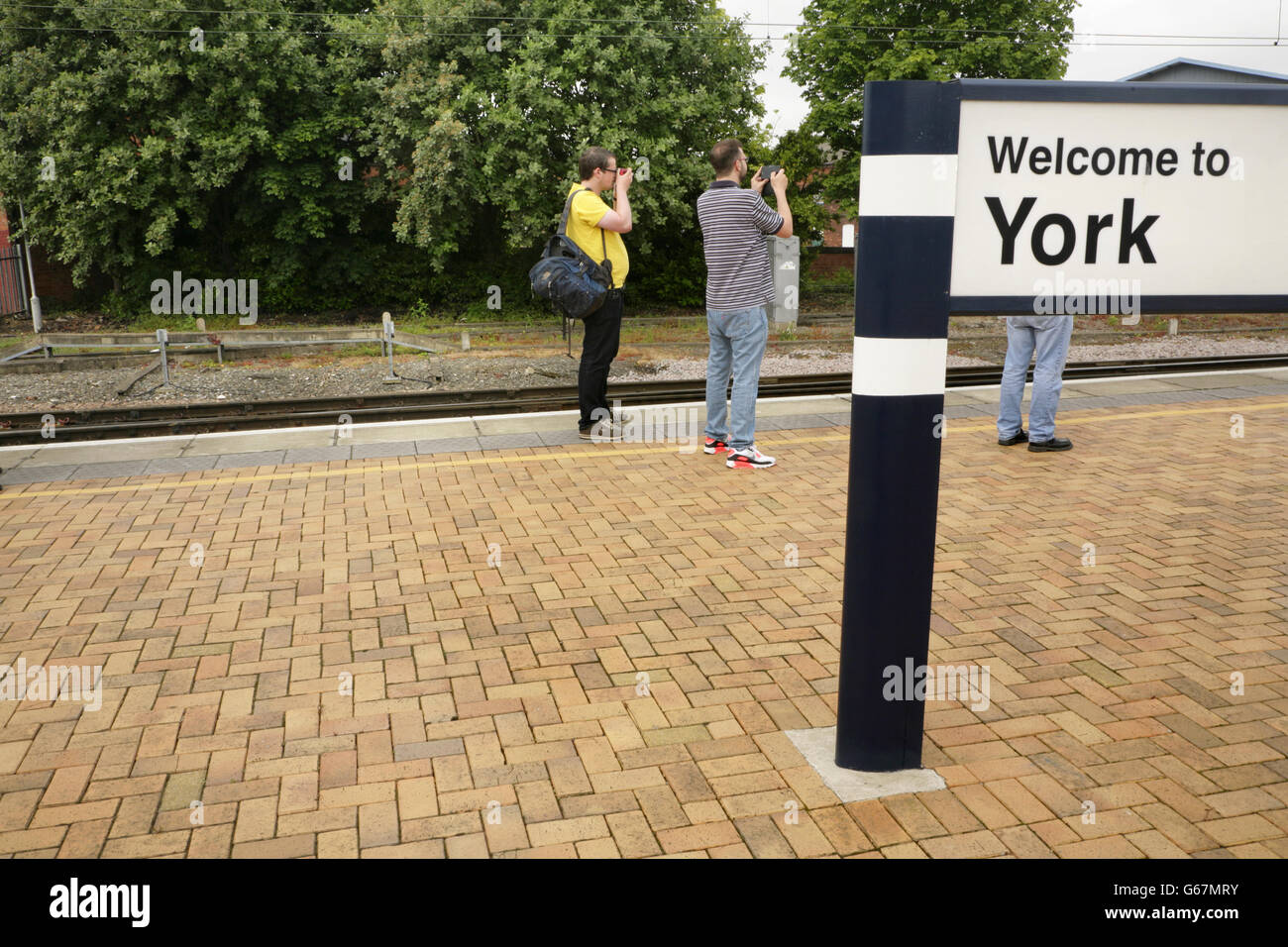 Rail enthusiasts at York station, UK Stock Photo - Alamy