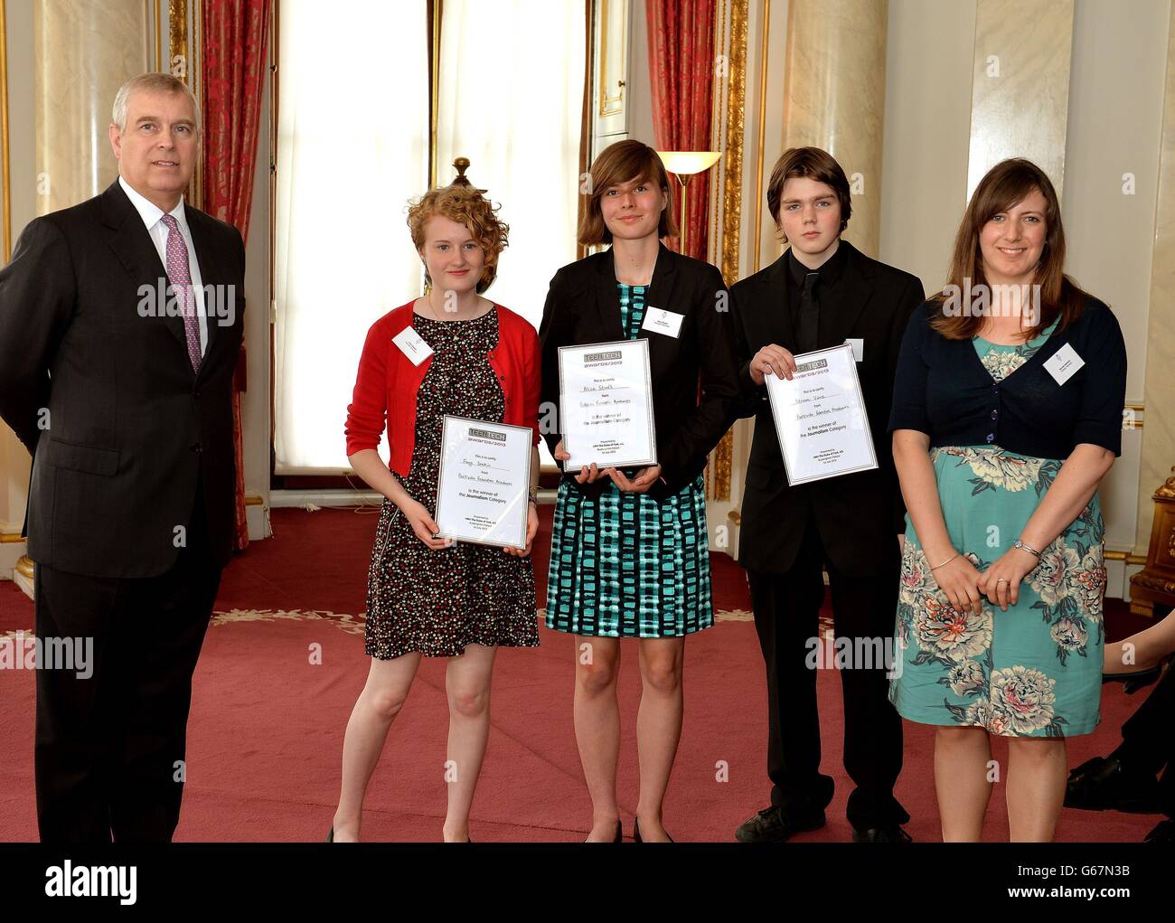 The Duke of York with (left to right)Faye Deakin, Alice Stuart, Struan ...