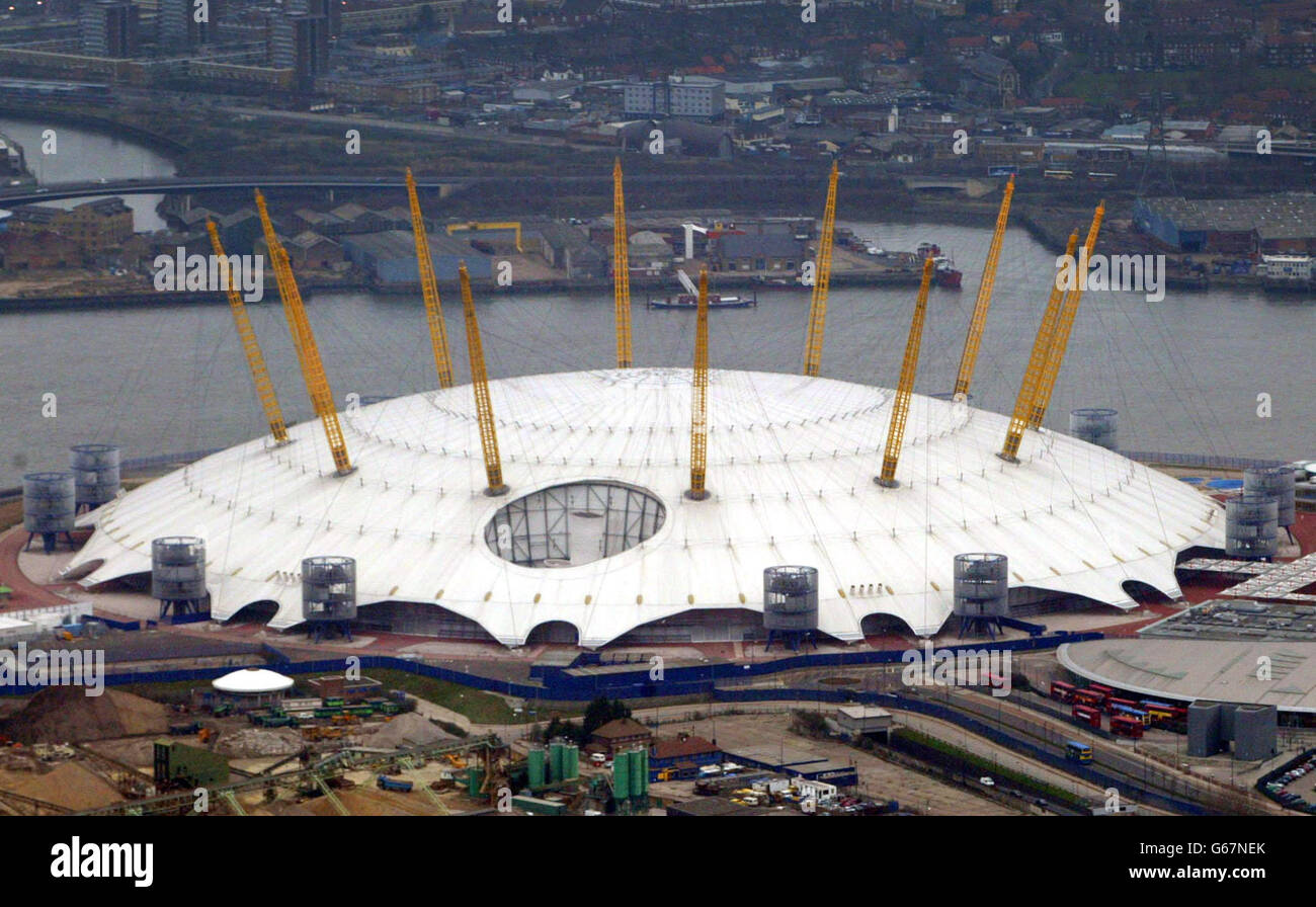 Aerial view of the millennium dome in greenwich hi-res stock ...