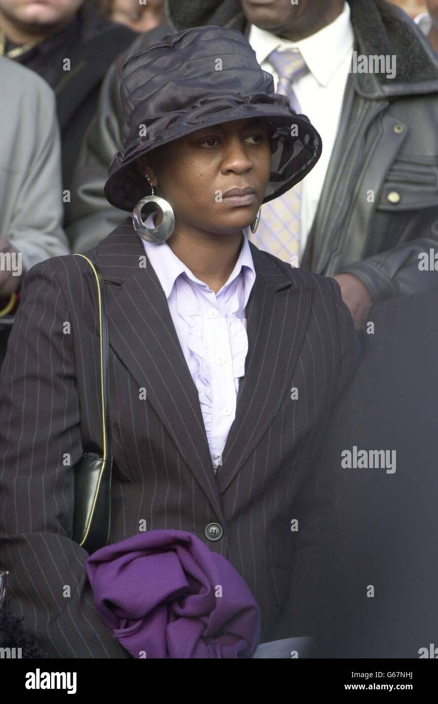 Mother, Beverley Thomas leaving after the funeral service of her ...