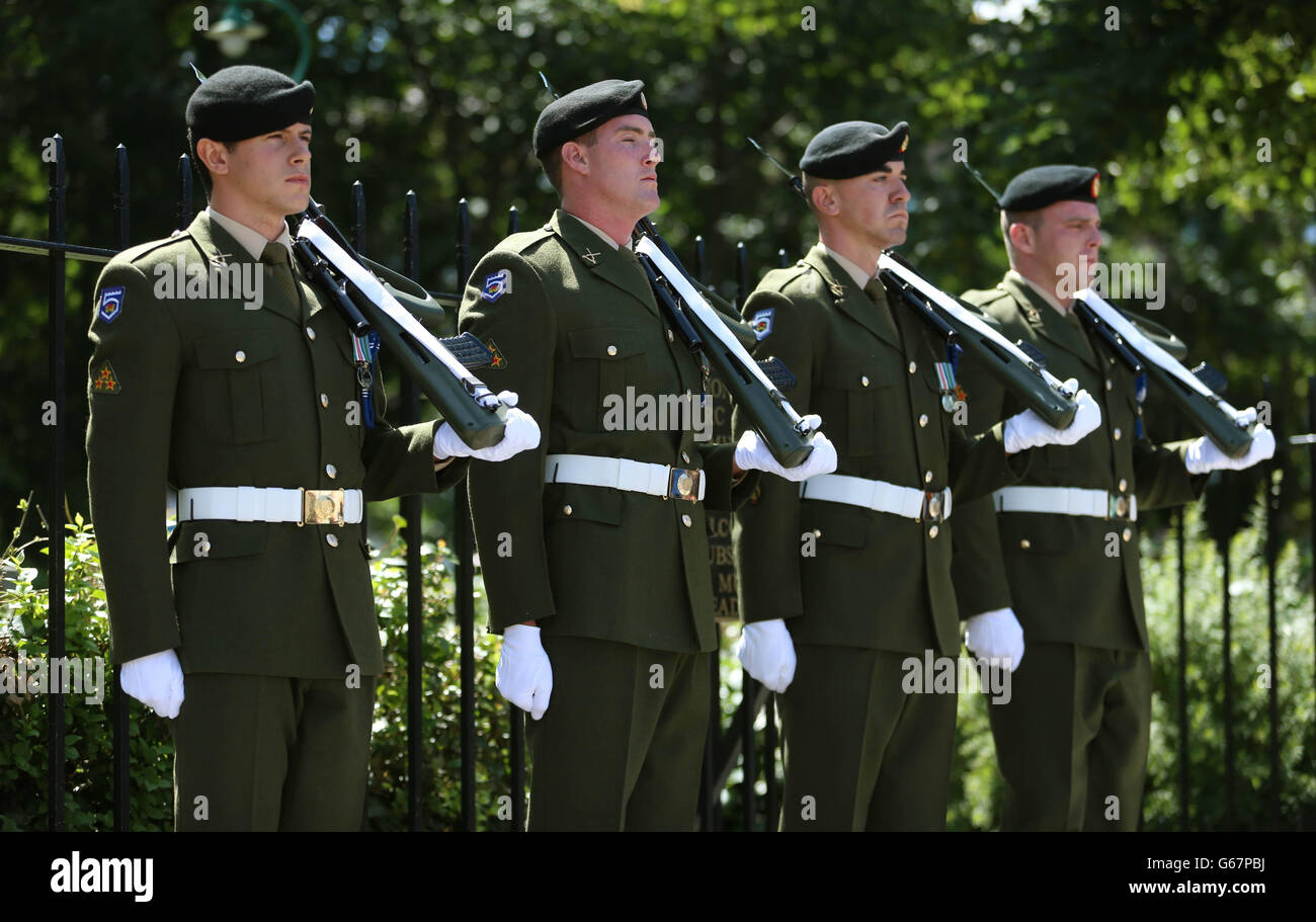 Soldiers from Cathal Bruagh Barracks in Dublin take in the first of a ...
