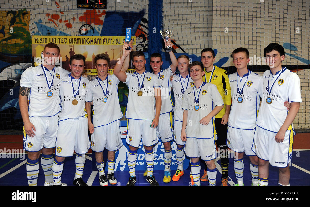 The Leeds United team celebrate their victory in the National Finals ...