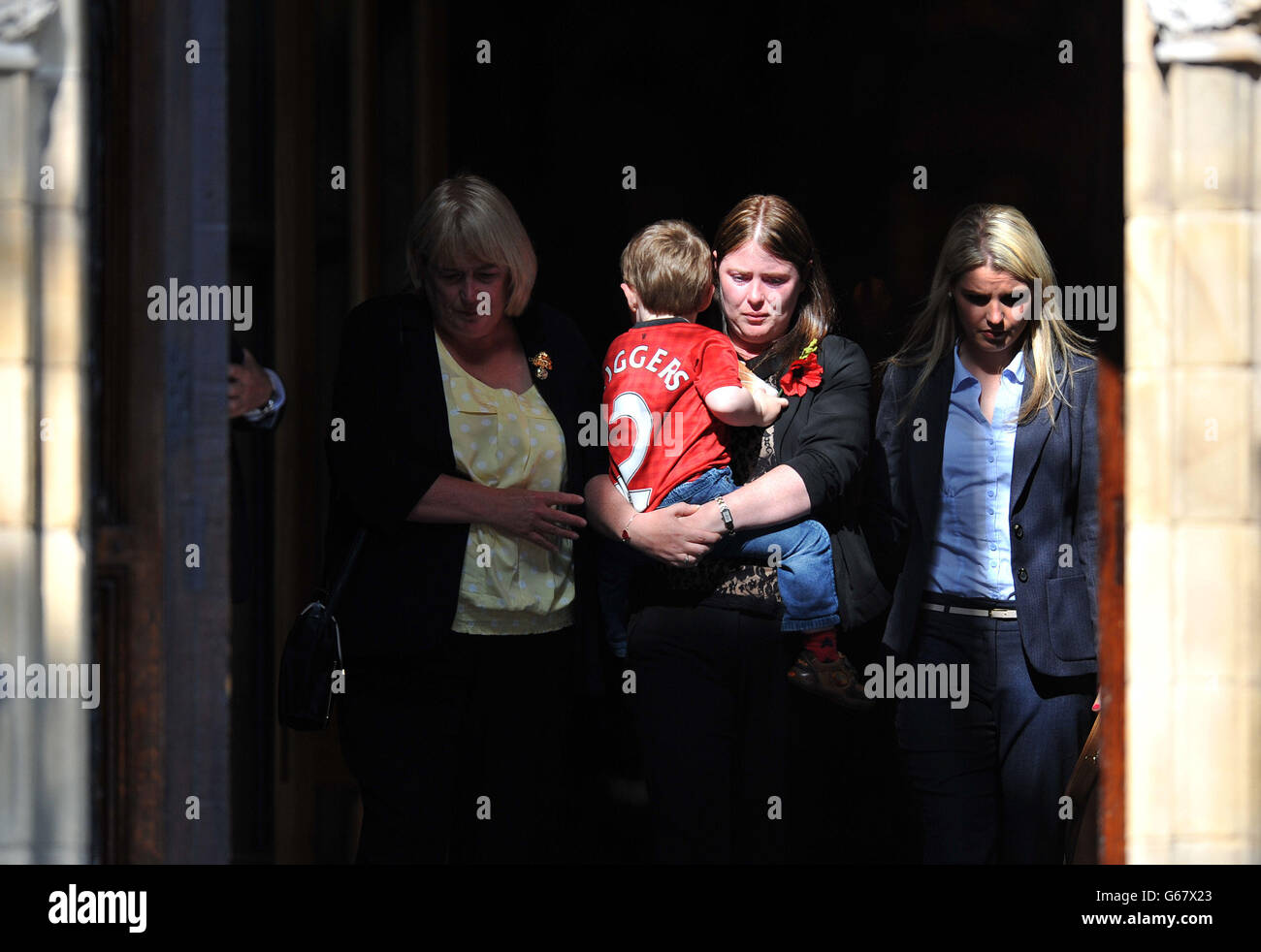 The family of Fusilier Lee Rigby, Wife Rebecca with son Jack leave Bury ...