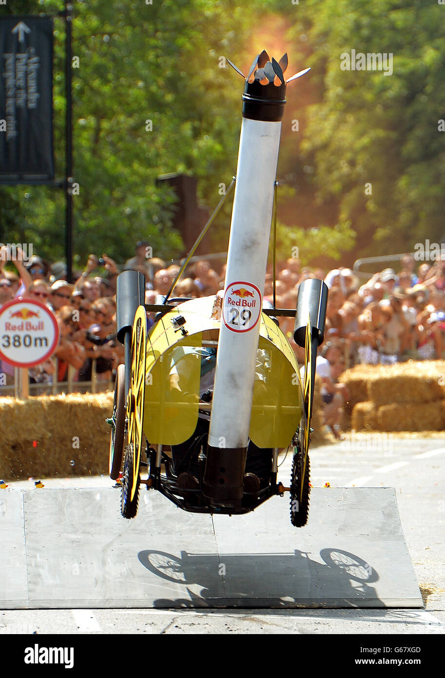 Competitors in one of 70 gravity powered vehicles, take part in The Red ...