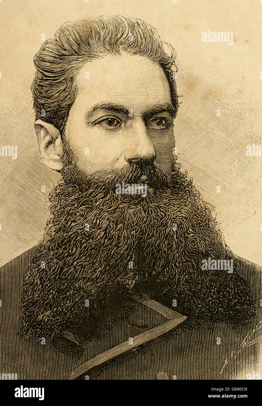 Francisco Martinez de las Rivas. Spanish shipping. Engraving by Arturo ...