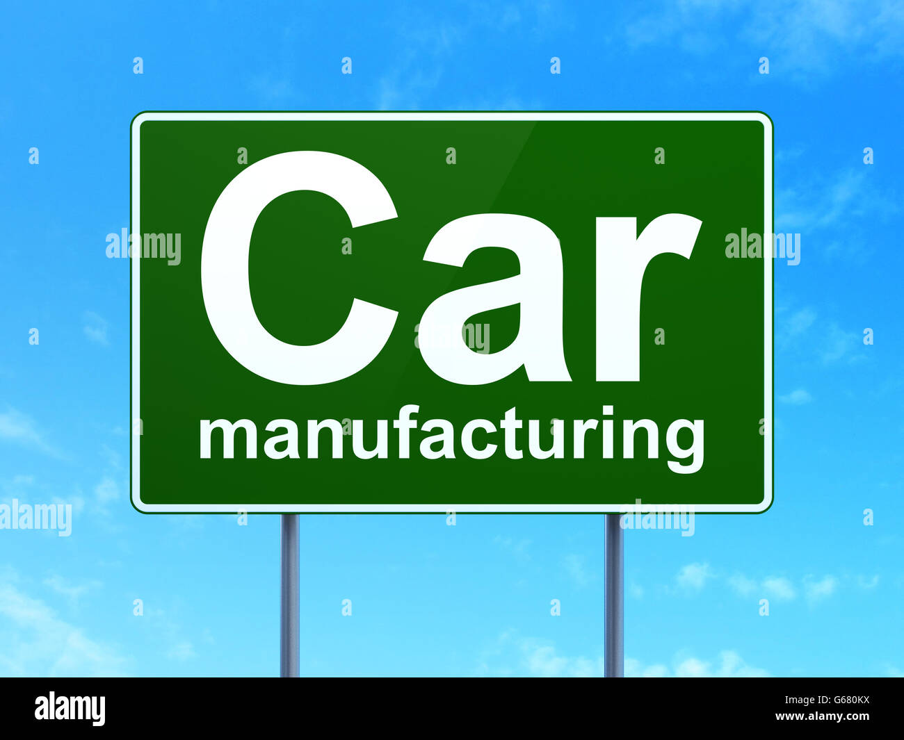 Industry concept: Car Manufacturing on road sign background Stock Photo ...